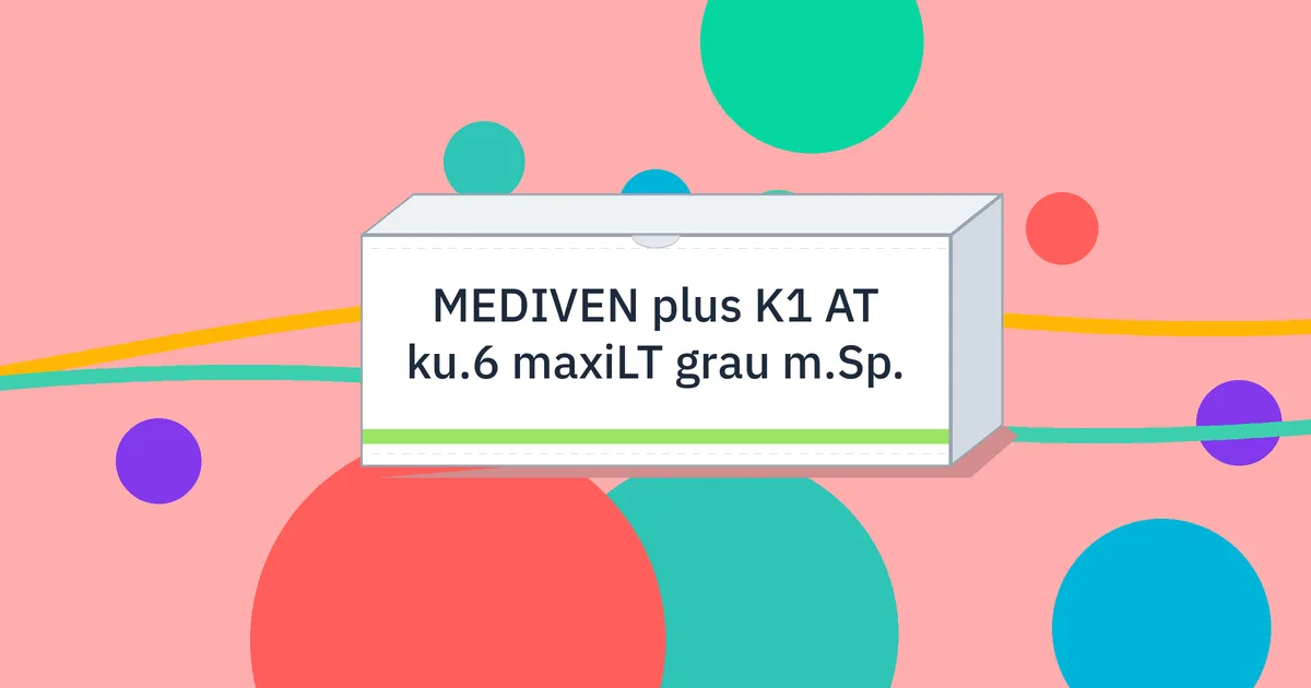 Symbolbild: Packung mit der Aufschrift MEDIVEN plus K1 AT ku.6 maxiLT grau m.Sp. (PZN 18942553) – Verfügbarkeit und Bezug in Apotheken in Frankfurt am Main