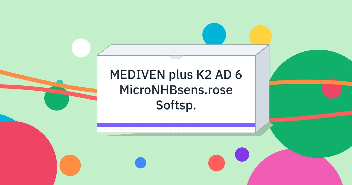 Symbolbild: Packung mit der Aufschrift MEDIVEN plus K2 AD 6 MicroNHBsens.rose Softsp. (PZN 15932703) – Verfügbarkeit und Bezug in Apotheken in Frankfurt am Main
