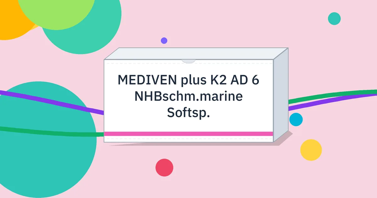 Symbolbild: Packung mit der Aufschrift MEDIVEN plus K2 AD 6 NHBschm.marine Softsp. (PZN 15939102) – Verfügbarkeit und Bezug in Apotheken in Frankfurt am Main