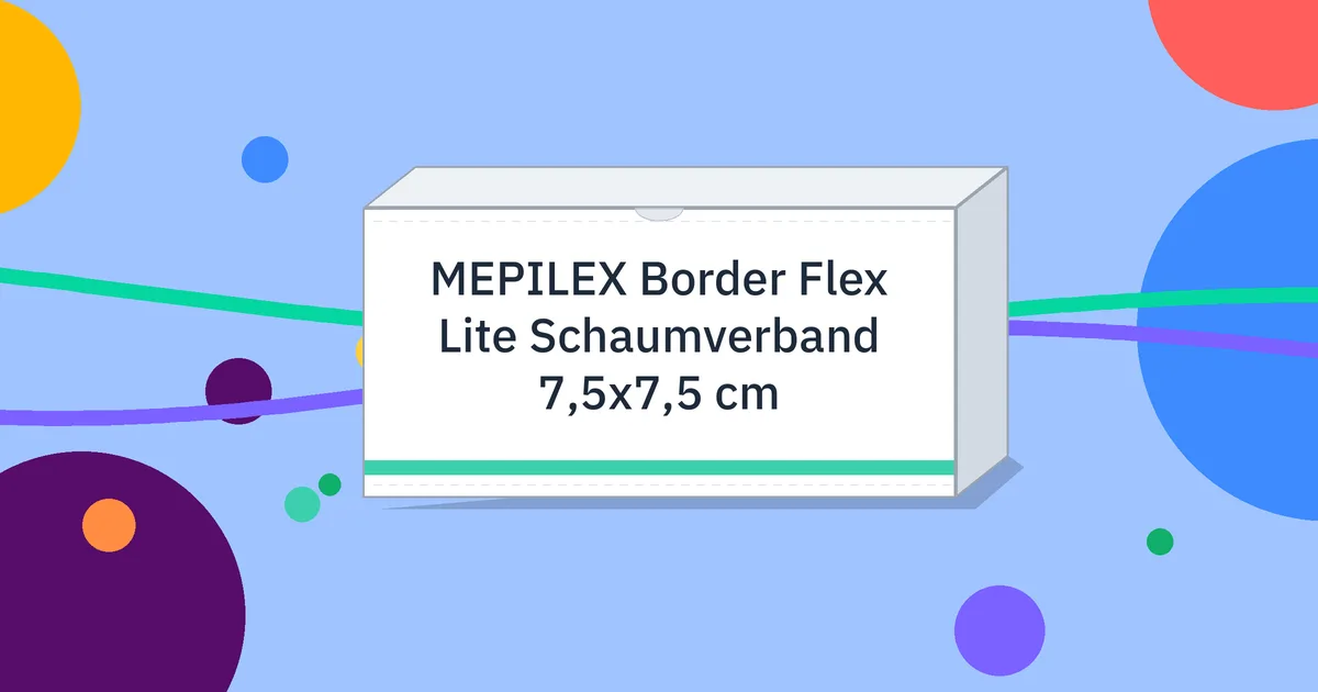 Symbolbild: Packung mit der Aufschrift MEPILEX Border Flex Lite Schaumverband 7,5x7,5 cm (PZN 19526319) – Verfügbarkeit und Bezug in Apotheken in Frankfurt am Main