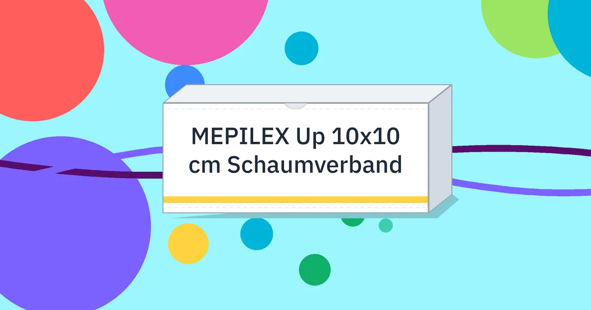 Symbolbild: Packung mit der Aufschrift MEPILEX Up 10x10 cm Schaumverband (PZN 20049037) – Verfügbarkeit und Bezug in Apotheken in Frankfurt am Main