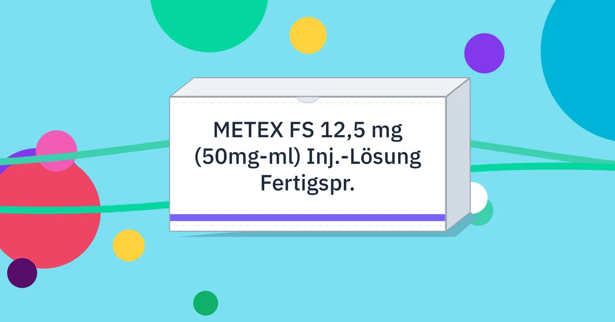 Symbolbild: Packung mit der Aufschrift METEX FS 12,5 mg (50mg-ml) Inj.-Lösung Fertigspr. (PZN 07567566) – Verfügbarkeit und Bezug in Apotheken in Frankfurt am Main
