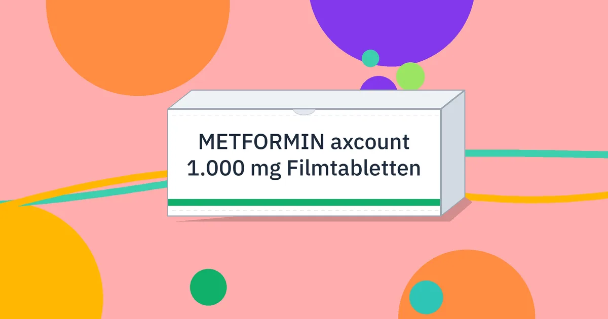 Symbolbild: Packung mit der Aufschrift METFORMIN axcount 1.000 mg Filmtabletten (PZN 03313320) – Verfügbarkeit und Bezug in Apotheken in Frankfurt am Main