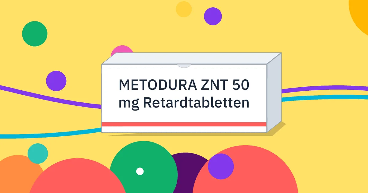 Symbolbild: Packung mit der Aufschrift METODURA ZNT 50 mg Retardtabletten (PZN 14227457) – Verfügbarkeit und Bezug in Apotheken in Frankfurt am Main