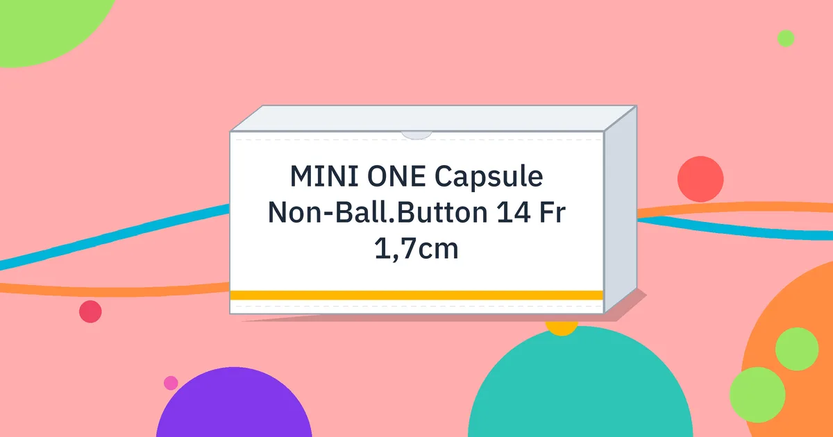 Symbolbild: Packung mit der Aufschrift MINI ONE Capsule Non-Ball.Button 14 Fr 1,7cm (PZN 14343726) – Verfügbarkeit und Bezug in Apotheken in Frankfurt am Main