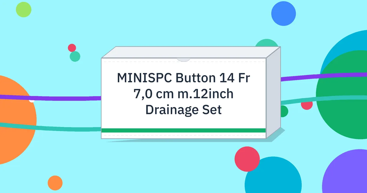 Symbolbild: Packung mit der Aufschrift MINISPC Button 14 Fr 7,0 cm m.12inch Drainage Set (PZN 20820745) – Verfügbarkeit und Bezug in Apotheken in Frankfurt am Main