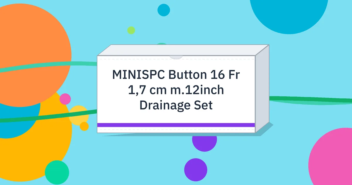 Symbolbild: Packung mit der Aufschrift MINISPC Button 16 Fr 1,7 cm m.12inch Drainage Set (PZN 20820811) – Verfügbarkeit und Bezug in Apotheken in Frankfurt am Main