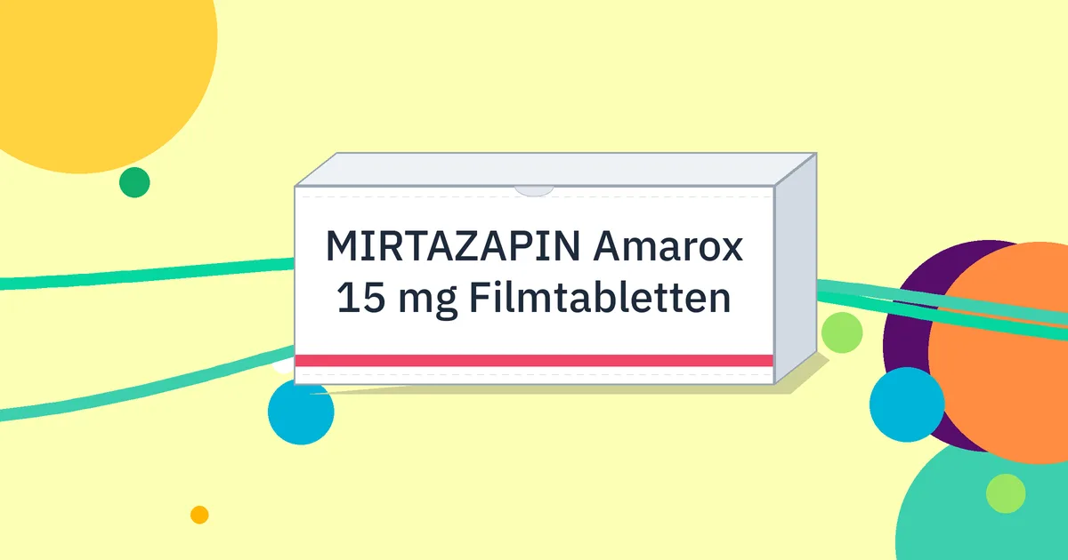 Symbolbild: Packung mit der Aufschrift MIRTAZAPIN Amarox 15 mg Filmtabletten (PZN 19277170) – Verfügbarkeit und Bezug in Apotheken in Frankfurt am Main