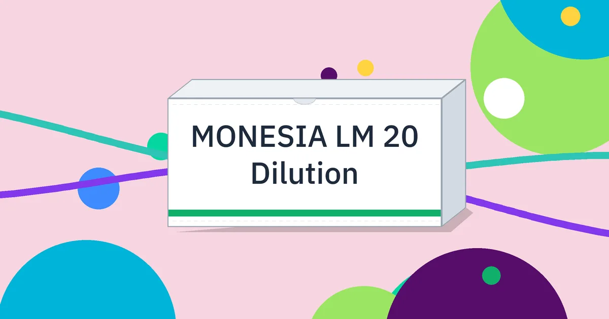 Symbolbild: Packung mit der Aufschrift MONESIA LM 20 Dilution (PZN 13610823) – Verfügbarkeit und Bezug in Apotheken in Frankfurt am Main