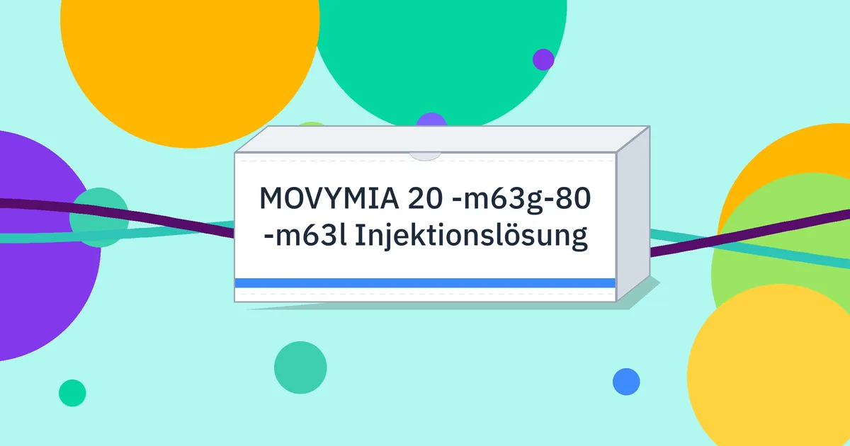 Symbolbild: Packung mit der Aufschrift MOVYMIA 20 -m63g-80 -m63l Injektionslösung (PZN 17400784) – Verfügbarkeit und Bezug in Apotheken in Frankfurt am Main