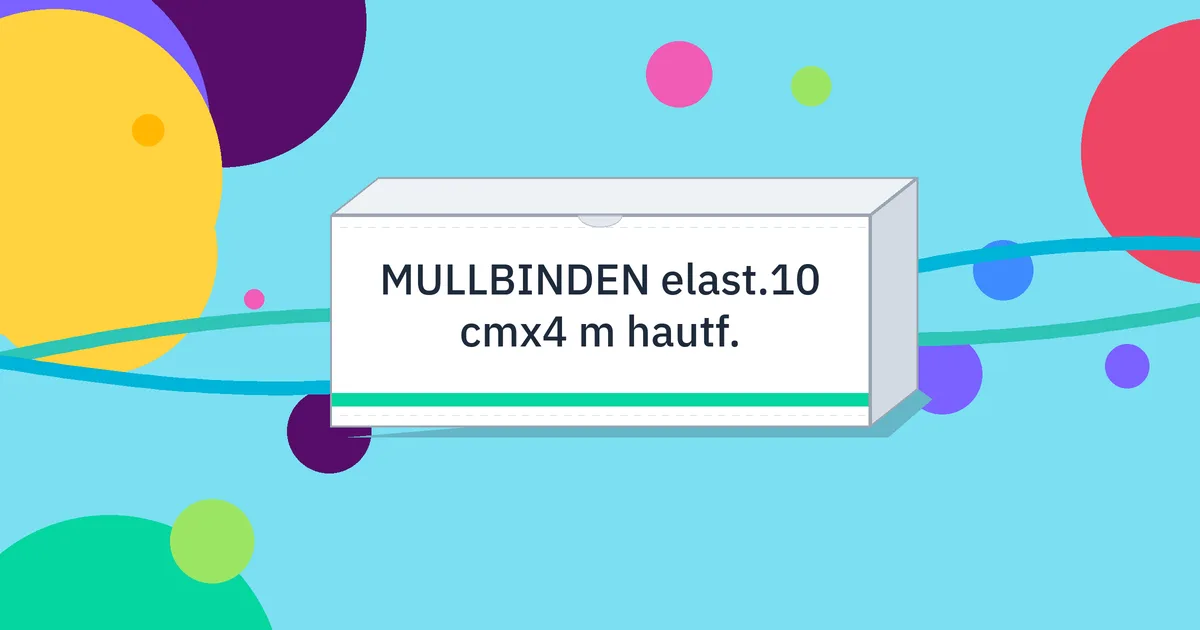 Symbolbild: Packung mit der Aufschrift MULLBINDEN elast.10 cmx4 m hautf. (PZN 01720794) – Verfügbarkeit und Bezug in Apotheken in Frankfurt am Main