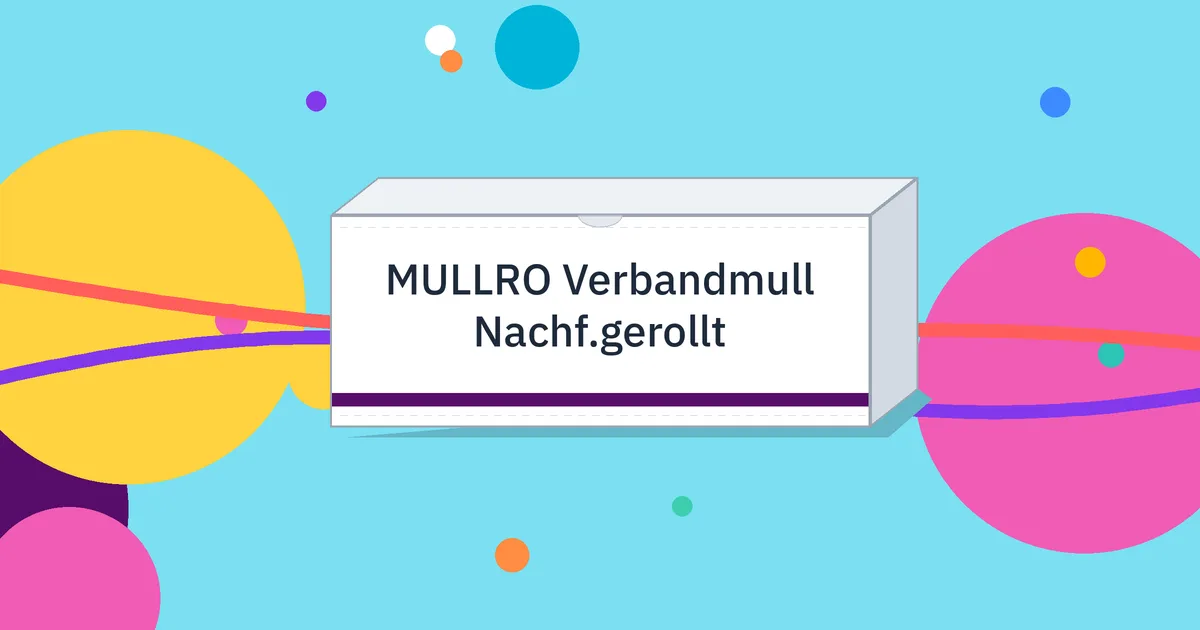 Symbolbild: Packung mit der Aufschrift MULLRO Verbandmull Nachf.gerollt (PZN 13745003) – Verfügbarkeit und Bezug in Apotheken in Frankfurt am Main