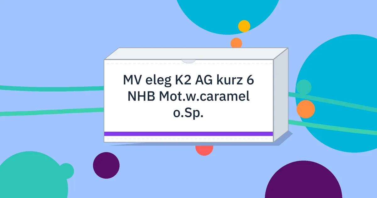 Symbolbild: Packung mit der Aufschrift MV eleg K2 AG kurz 6 NHB Mot.w.caramel o.Sp. (PZN 15713272) – Verfügbarkeit und Bezug in Apotheken in Frankfurt am Main