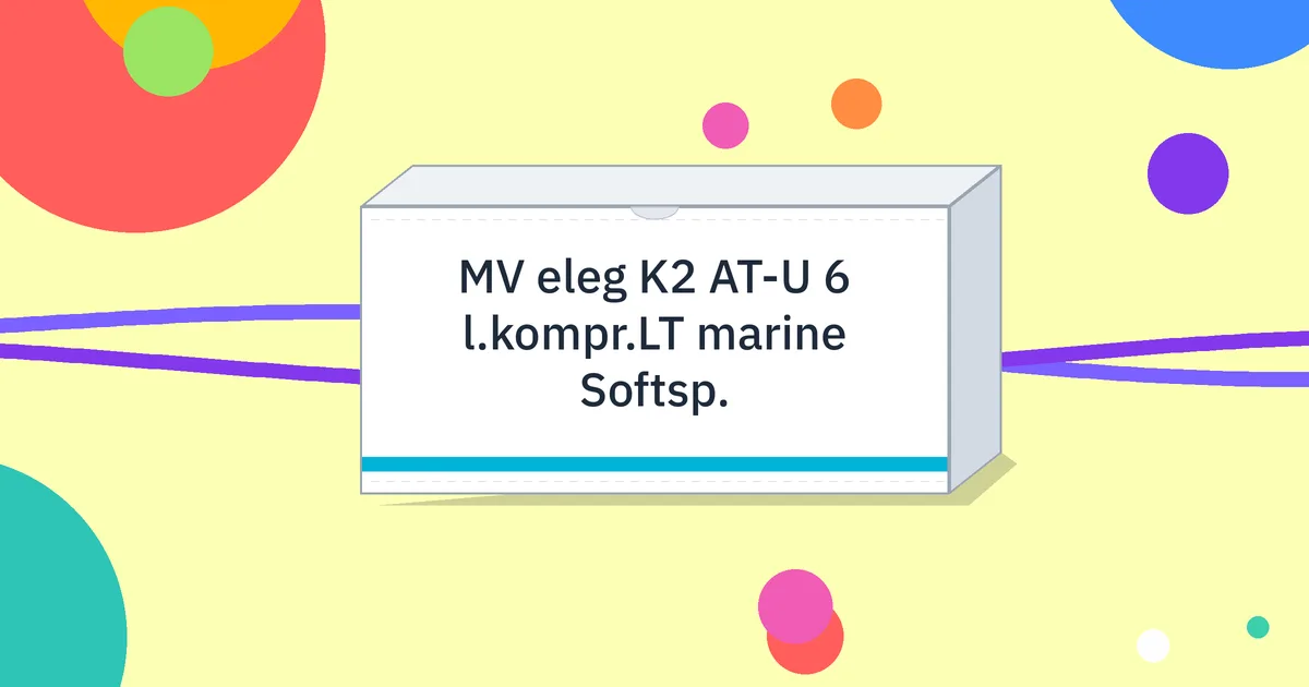 Symbolbild: Packung mit der Aufschrift MV eleg K2 AT-U 6 l.kompr.LT marine Softsp. (PZN 15290156) – Verfügbarkeit und Bezug in Apotheken in Frankfurt am Main