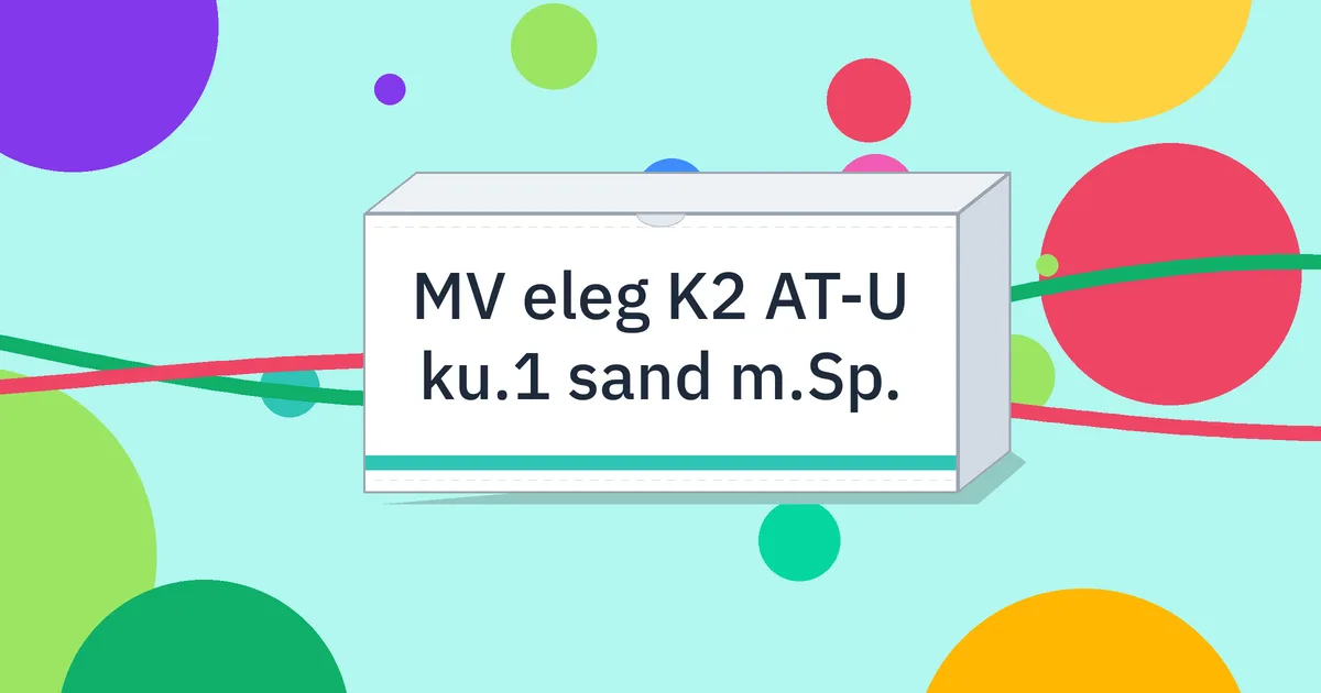 Symbolbild: Packung mit der Aufschrift MV eleg K2 AT-U ku.1 sand m.Sp. (PZN 18923892) – Verfügbarkeit und Bezug in Apotheken in Frankfurt am Main