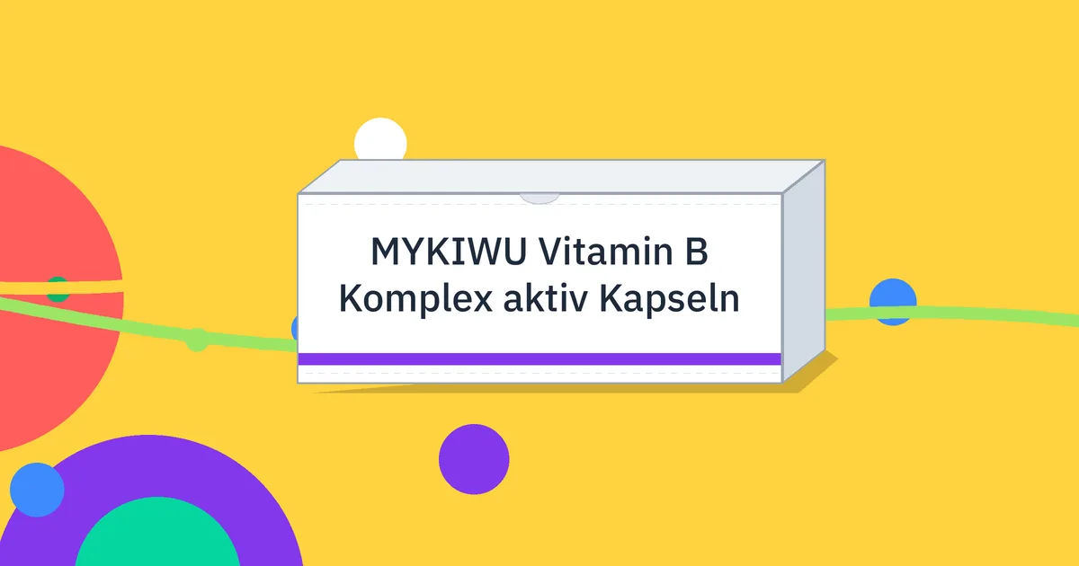 Symbolbild: Packung mit der Aufschrift MYKIWU Vitamin B Komplex aktiv Kapseln (PZN 20121361) – Verfügbarkeit und Bezug in Apotheken in Frankfurt am Main