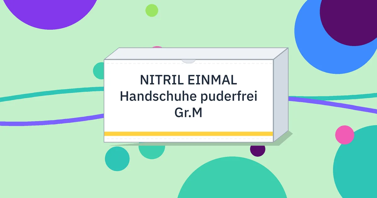 Symbolbild: Packung mit der Aufschrift NITRIL EINMAL Handschuhe puderfrei Gr.M (PZN 15204599) – Verfügbarkeit und Bezug in Apotheken in Frankfurt am Main