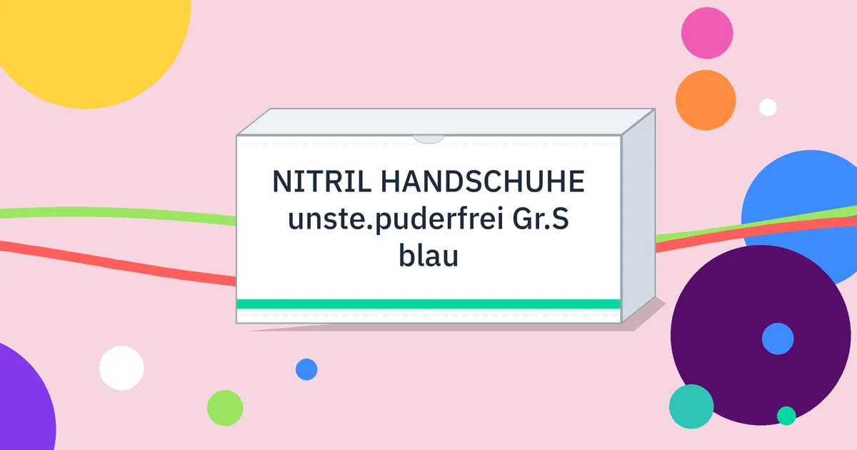 Symbolbild: Packung mit der Aufschrift NITRIL HANDSCHUHE unste.puderfrei Gr.S blau (PZN 10999536) – Verfügbarkeit und Bezug in Apotheken in Frankfurt am Main