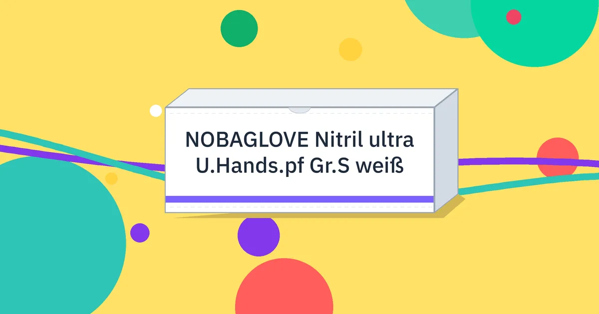 Symbolbild: Packung mit der Aufschrift NOBAGLOVE Nitril ultra U.Hands.pf Gr.S weiß (PZN 17549948) – Verfügbarkeit und Bezug in Apotheken in Frankfurt am Main