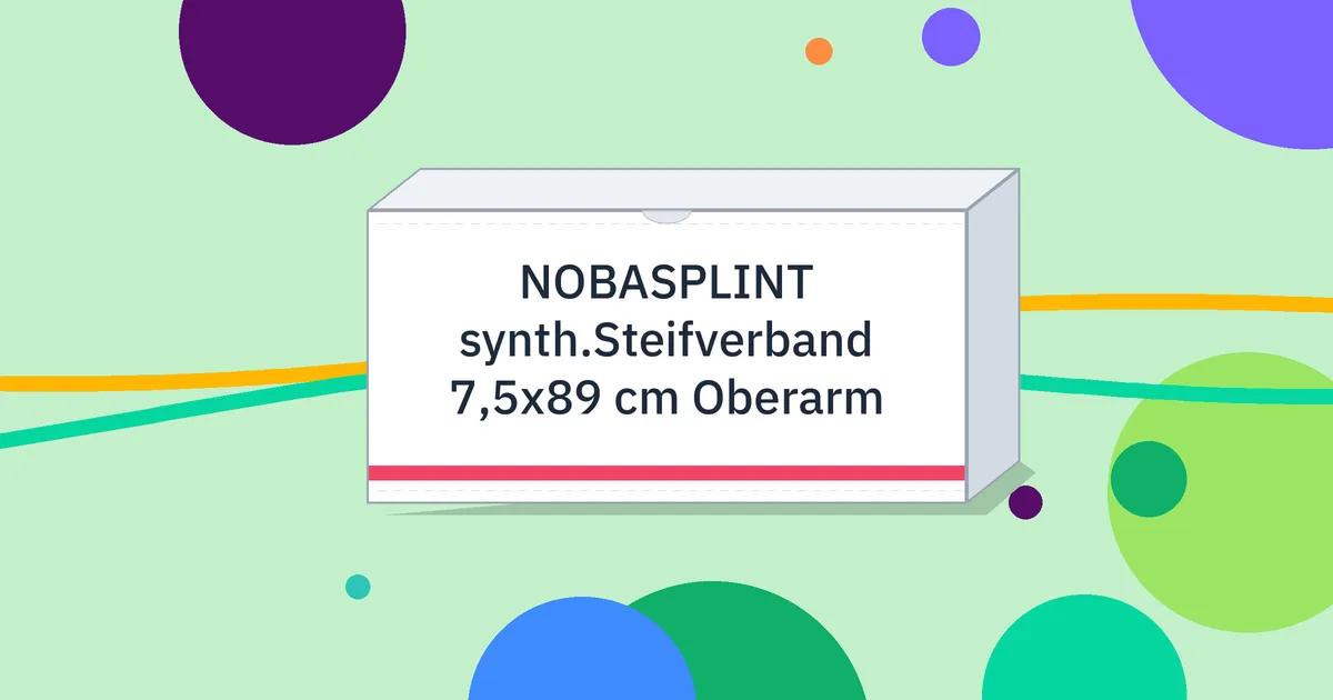 Symbolbild: Packung mit der Aufschrift NOBASPLINT synth.Steifverband 7,5x89 cm Oberarm (PZN 11597202) – Verfügbarkeit und Bezug in Apotheken in Frankfurt am Main
