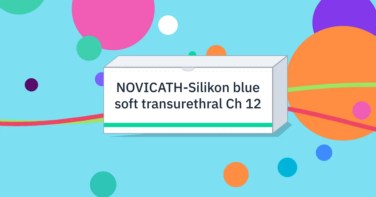 Symbolbild: Packung mit der Aufschrift NOVICATH-Silikon blue soft transurethral Ch 12 (PZN 20836976) – Verfügbarkeit und Bezug in Apotheken in Frankfurt am Main