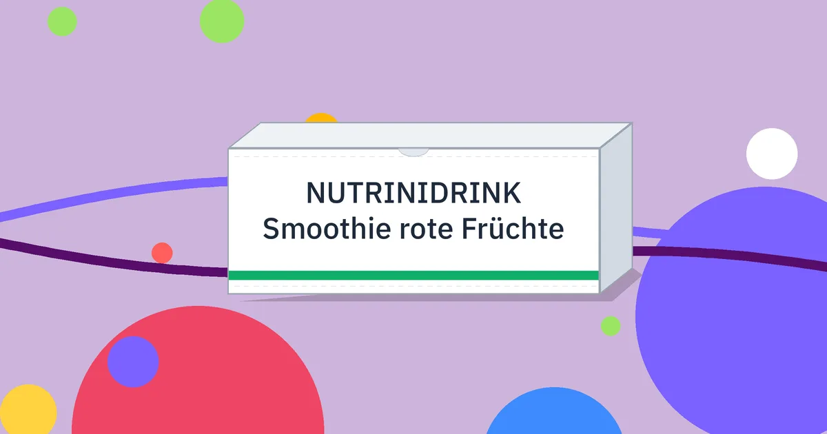 Symbolbild: Packung mit der Aufschrift NUTRINIDRINK Smoothie rote Früchte (PZN 16747178) – Verfügbarkeit und Bezug in Apotheken in Frankfurt am Main