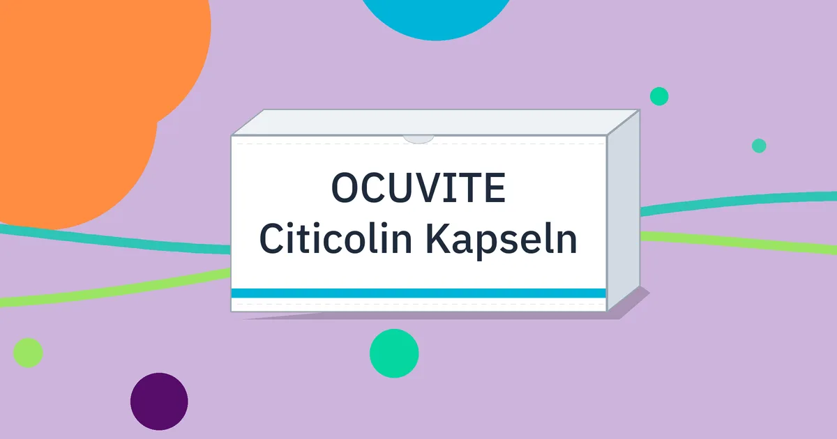 Symbolbild: Packung mit der Aufschrift OCUVITE Citicolin Kapseln (PZN 19145149) – Verfügbarkeit und Bezug in Apotheken in Frankfurt am Main