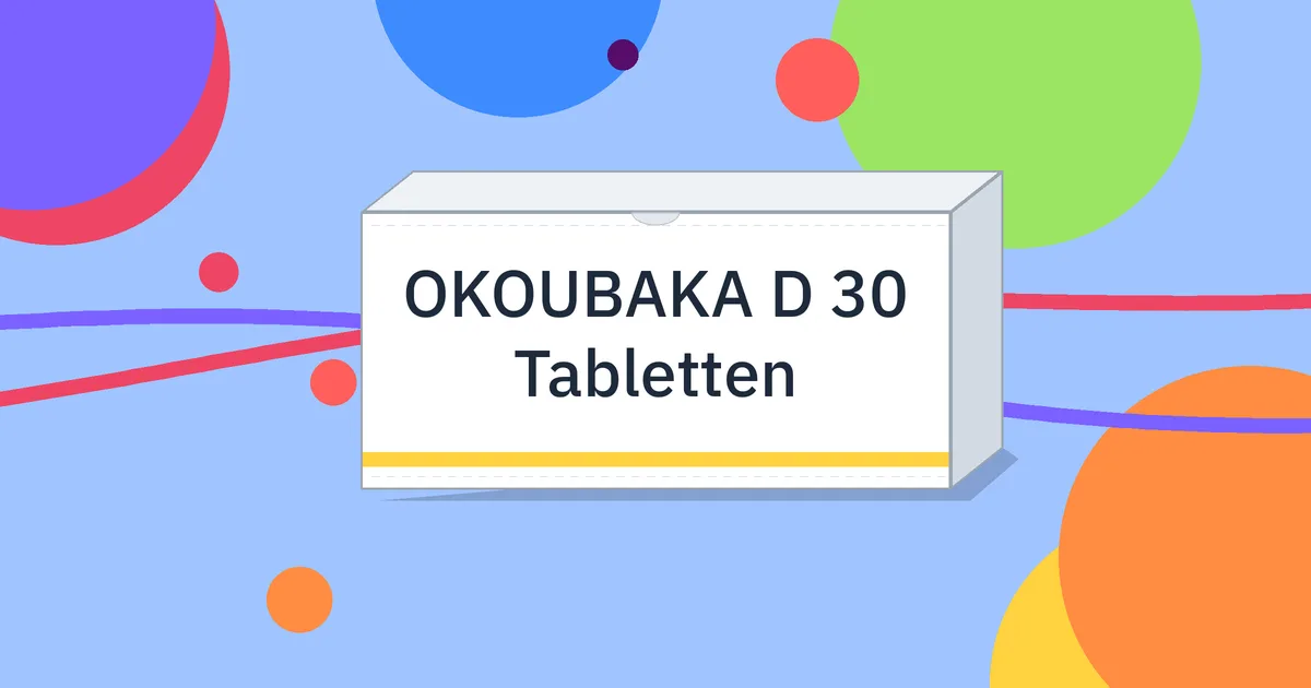 Symbolbild: Packung mit der Aufschrift OKOUBAKA D 30 Tabletten (PZN 07175932) – Verfügbarkeit und Bezug in Apotheken in Frankfurt am Main
