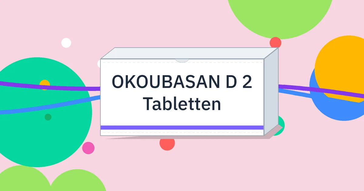 Symbolbild: Packung mit der Aufschrift OKOUBASAN D 2 Tabletten (PZN 00572038) – Verfügbarkeit und Bezug in Apotheken in Frankfurt am Main