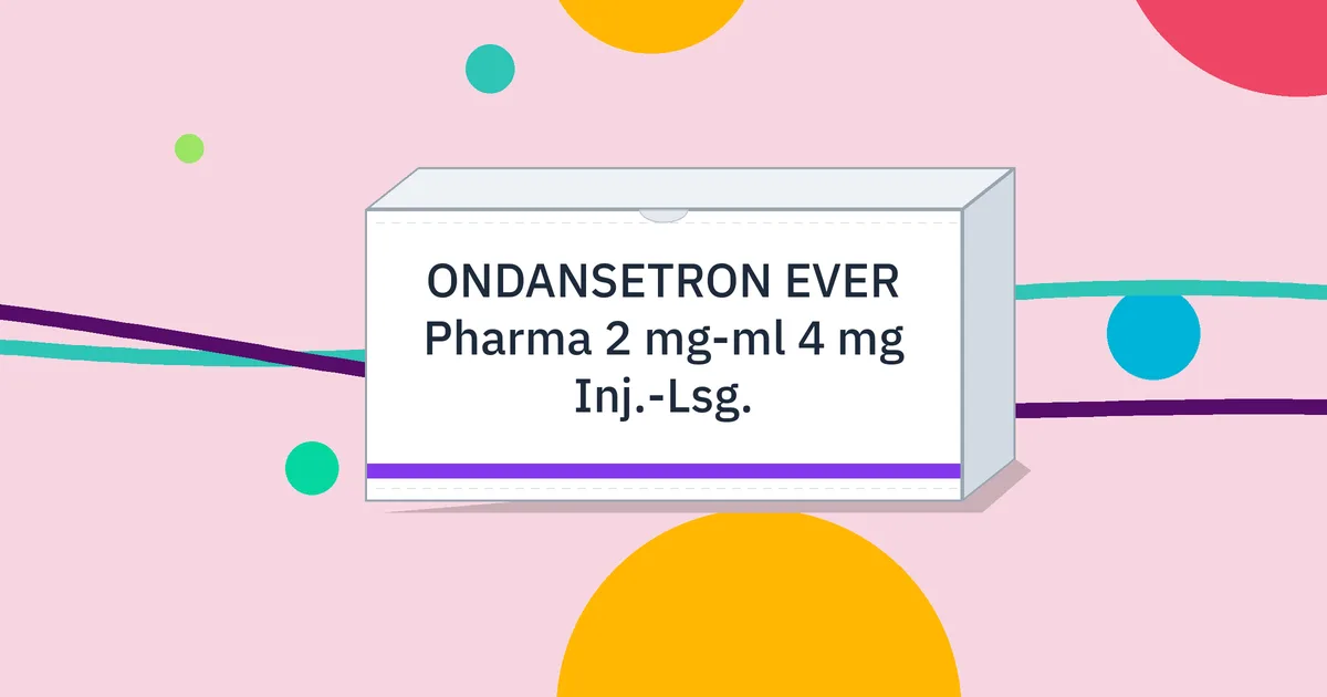 Symbolbild: Packung mit der Aufschrift ONDANSETRON EVER Pharma 2 mg-ml 4 mg Inj.-Lsg. (PZN 16382328) – Verfügbarkeit und Bezug in Apotheken in Frankfurt am Main