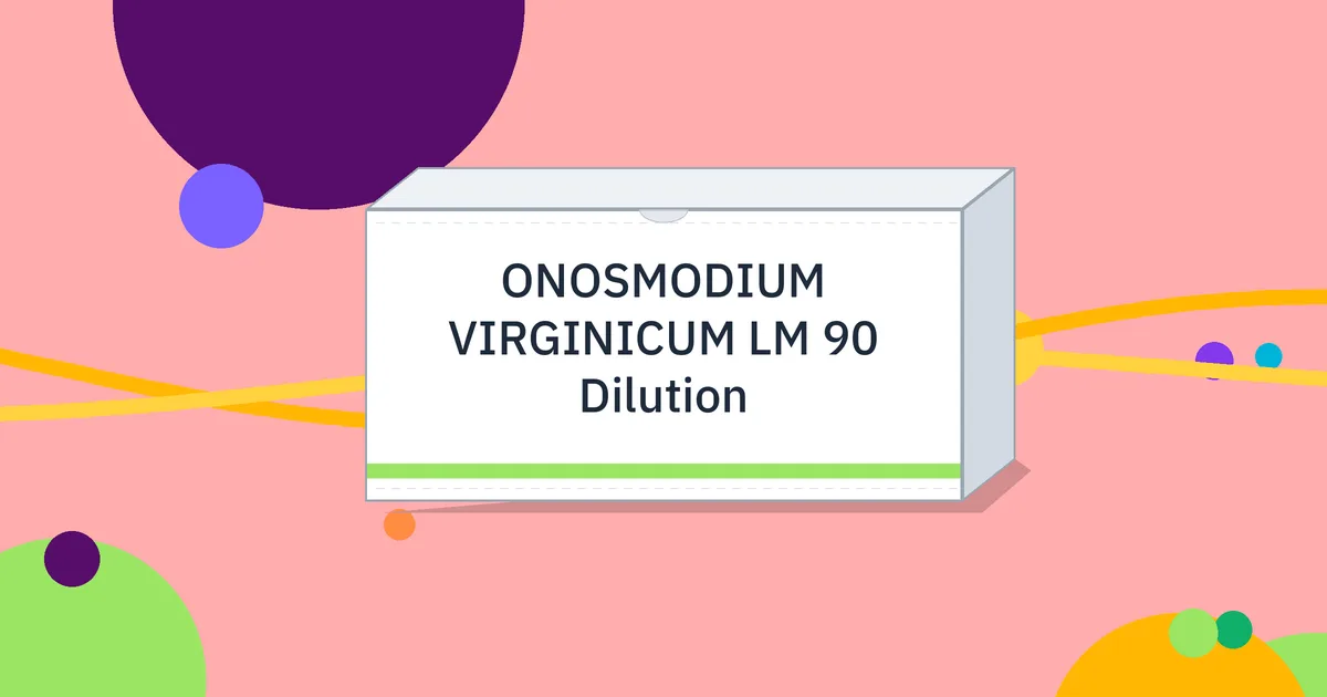 Symbolbild: Packung mit der Aufschrift ONOSMODIUM VIRGINICUM LM 90 Dilution (PZN 13626913) – Verfügbarkeit und Bezug in Apotheken in Frankfurt am Main