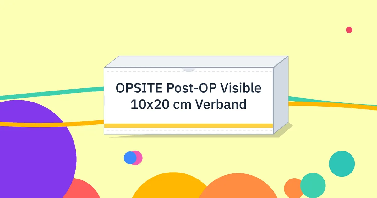 Symbolbild: Packung mit der Aufschrift OPSITE Post-OP Visible 10x20 cm Verband (PZN 20005212) – Verfügbarkeit und Bezug in Apotheken in Frankfurt am Main