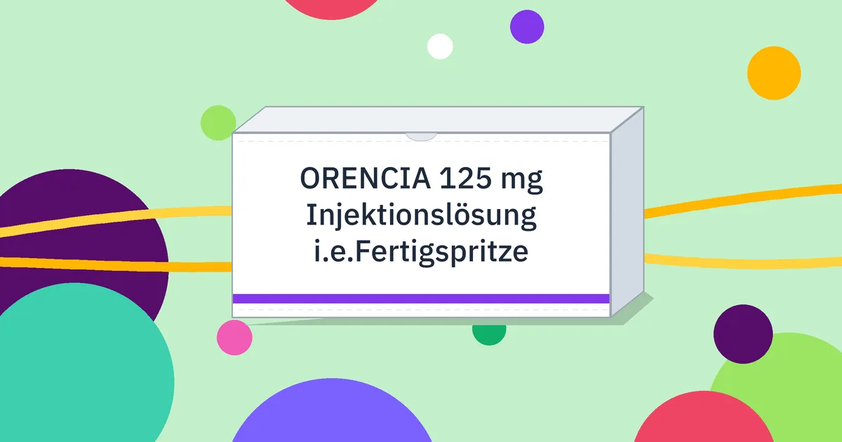 Symbolbild: Packung mit der Aufschrift ORENCIA 125 mg Injektionslösung i.e.Fertigspritze (PZN 10391088) – Verfügbarkeit und Bezug in Apotheken in Frankfurt am Main