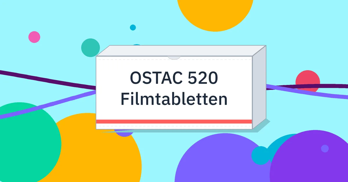 Symbolbild: Packung mit der Aufschrift OSTAC 520 Filmtabletten (PZN 04275018) – Verfügbarkeit und Bezug in Apotheken in Frankfurt am Main