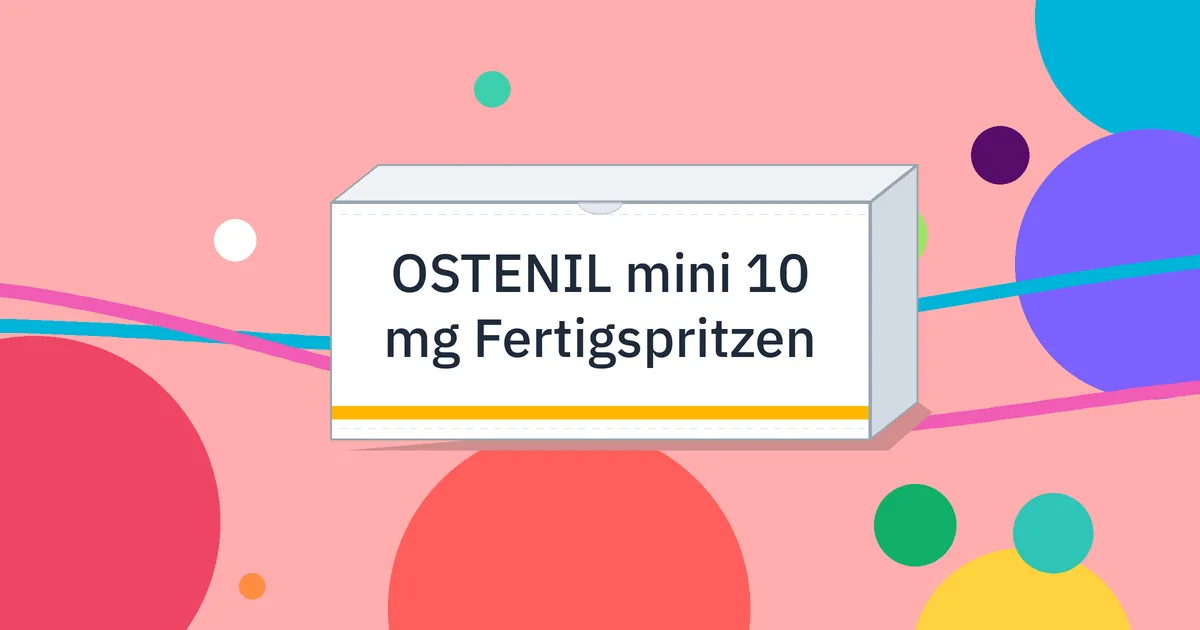 Symbolbild: Packung mit der Aufschrift OSTENIL mini 10 mg Fertigspritzen (PZN 01827233) – Verfügbarkeit und Bezug in Apotheken in Frankfurt am Main