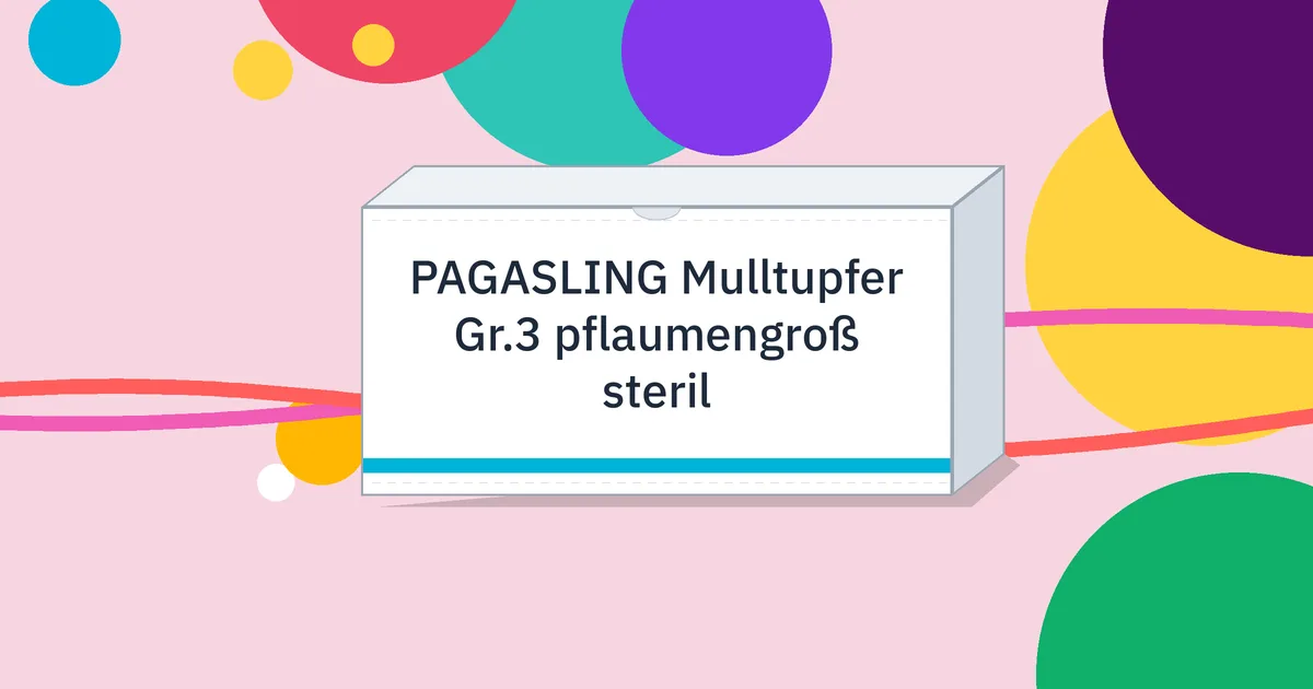 Symbolbild: Packung mit der Aufschrift PAGASLING Mulltupfer Gr.3 pflaumengroß steril (PZN 19235496) – Verfügbarkeit und Bezug in Apotheken in Frankfurt am Main