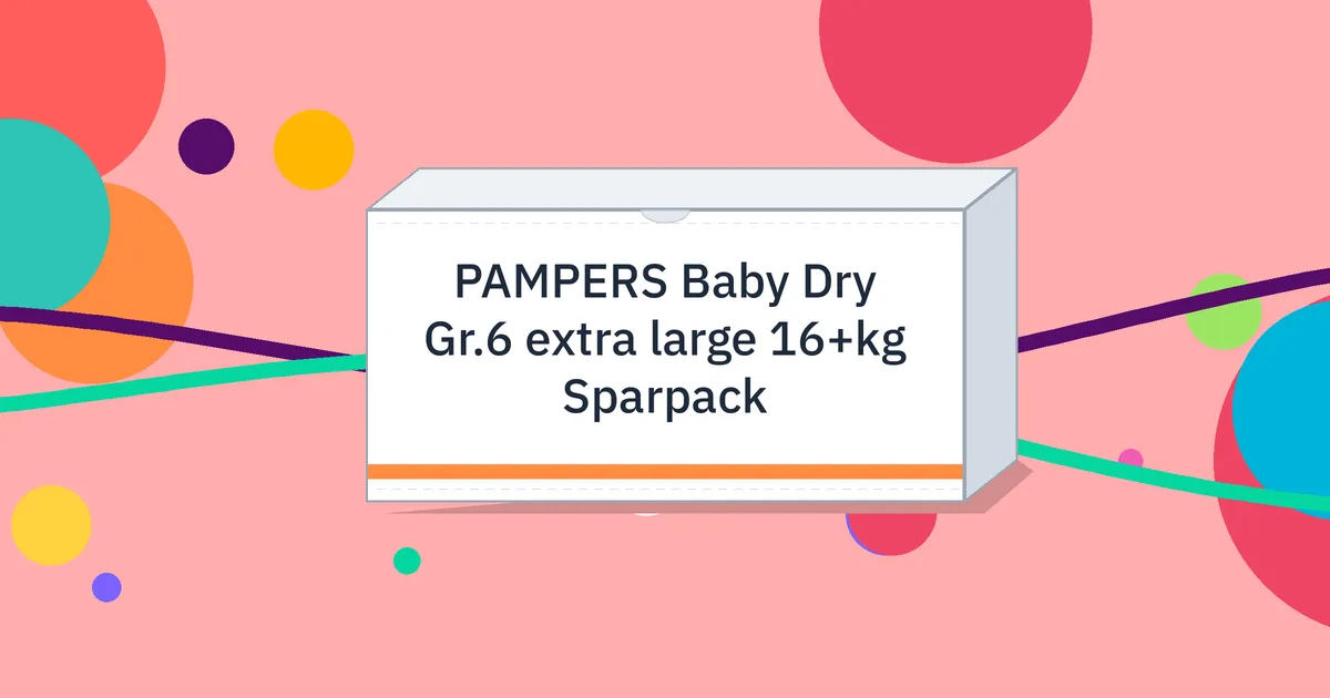 Symbolbild: Packung mit der Aufschrift PAMPERS Baby Dry Gr.6 extra large 16+kg Sparpack (PZN 03074298) – Verfügbarkeit und Bezug in Apotheken in Frankfurt am Main
