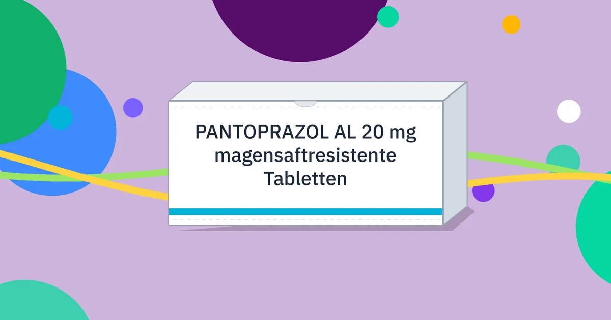 Symbolbild: Packung mit der Aufschrift PANTOPRAZOL AL 20 mg magensaftresistente Tabletten (PZN 07013135) – Verfügbarkeit und Bezug in Apotheken in Frankfurt am Main