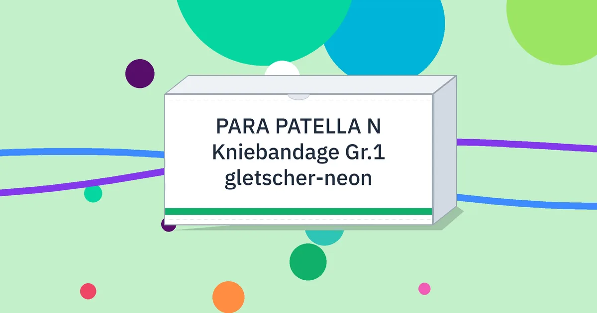 Symbolbild: Packung mit der Aufschrift PARA PATELLA N Kniebandage Gr.1 gletscher-neon (PZN 13763768) – Verfügbarkeit und Bezug in Apotheken in Frankfurt am Main