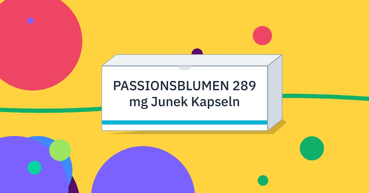 Symbolbild: Packung mit der Aufschrift PASSIONSBLUMEN 289 mg Junek Kapseln (PZN 01095333) – Verfügbarkeit und Bezug in Apotheken in Frankfurt am Main