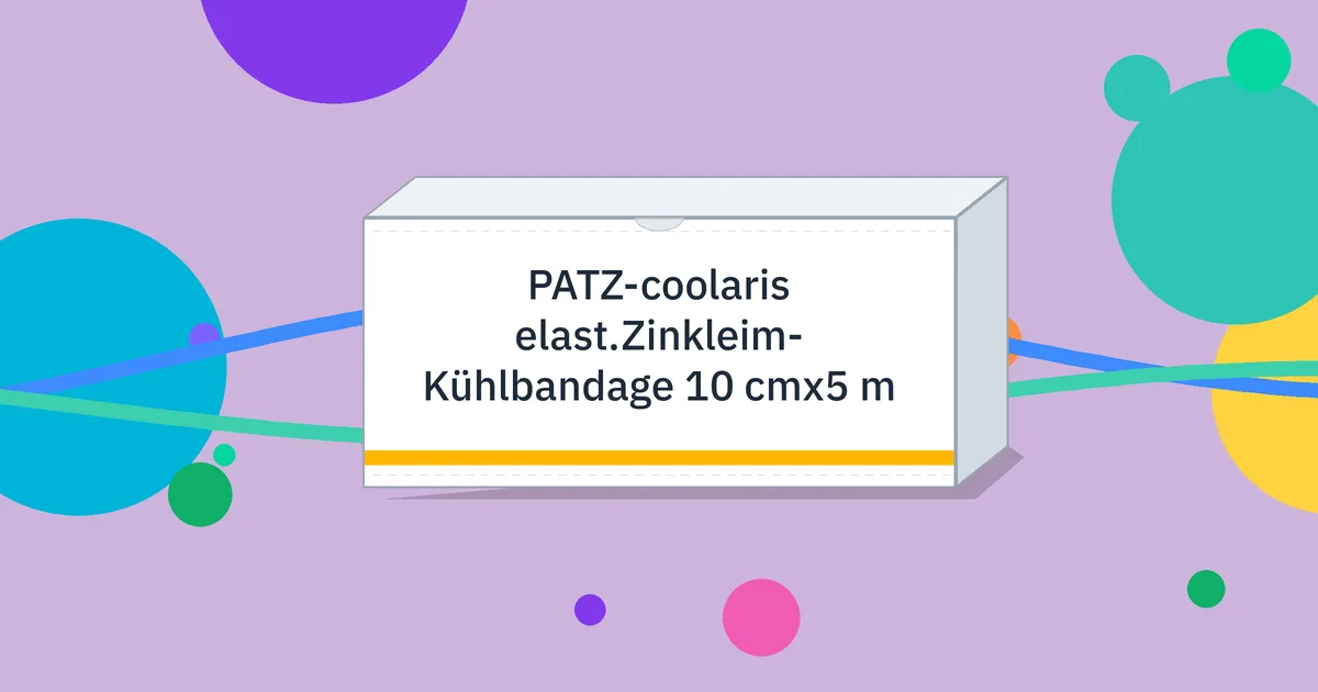 Symbolbild: Packung mit der Aufschrift PATZ-coolaris elast.Zinkleim-Kühlbandage 10 cmx5 m (PZN 10786875) – Verfügbarkeit und Bezug in Apotheken in Frankfurt am Main