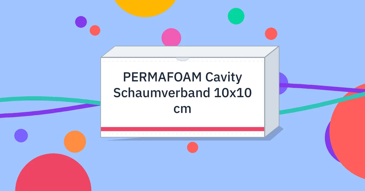 Symbolbild: Packung mit der Aufschrift PERMAFOAM Cavity Schaumverband 10x10 cm (PZN 07244366) – Verfügbarkeit und Bezug in Apotheken in Frankfurt am Main