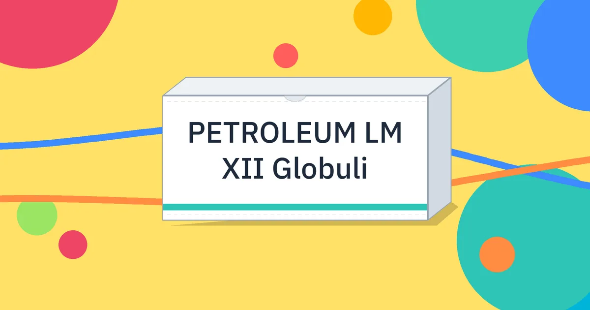 Symbolbild: Packung mit der Aufschrift PETROLEUM LM XII Globuli (PZN 02822522) – Verfügbarkeit und Bezug in Apotheken in Frankfurt am Main