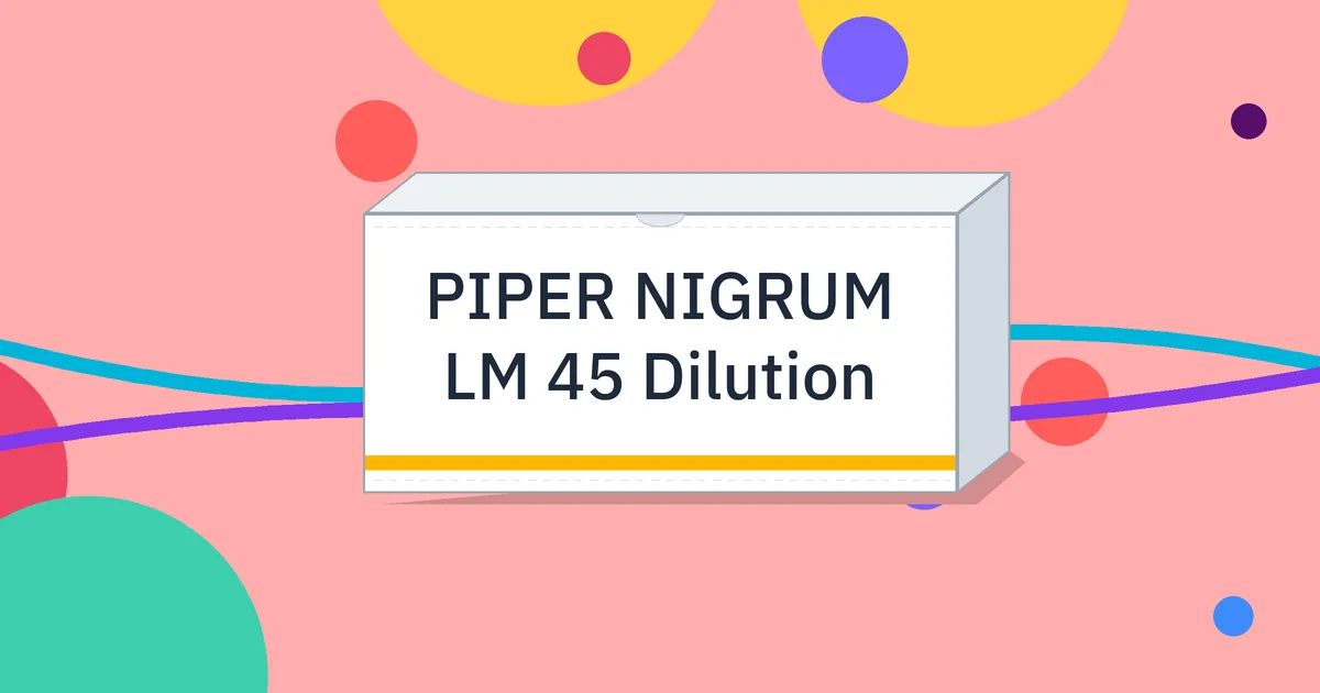 Symbolbild: Packung mit der Aufschrift PIPER NIGRUM LM 45 Dilution (PZN 13645081) – Verfügbarkeit und Bezug in Apotheken in Frankfurt am Main