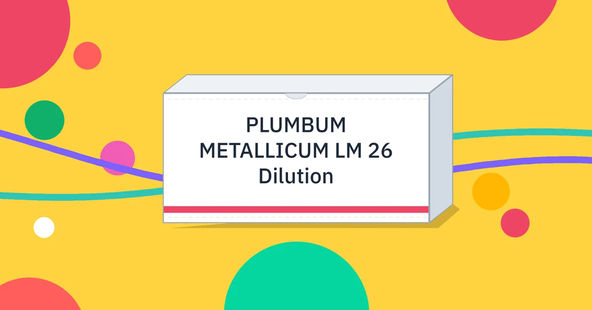 Symbolbild: Packung mit der Aufschrift PLUMBUM METALLICUM LM 26 Dilution (PZN 13041288) – Verfügbarkeit und Bezug in Apotheken in Frankfurt am Main