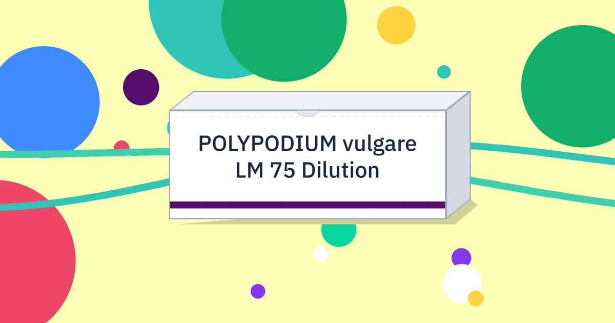 Symbolbild: Packung mit der Aufschrift POLYPODIUM vulgare LM 75 Dilution (PZN 13663601) – Verfügbarkeit und Bezug in Apotheken in Frankfurt am Main