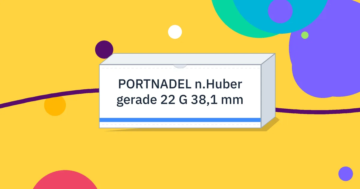 Symbolbild: Packung mit der Aufschrift PORTNADEL n.Huber gerade 22 G 38,1 mm (PZN 00108111) – Verfügbarkeit und Bezug in Apotheken in Frankfurt am Main