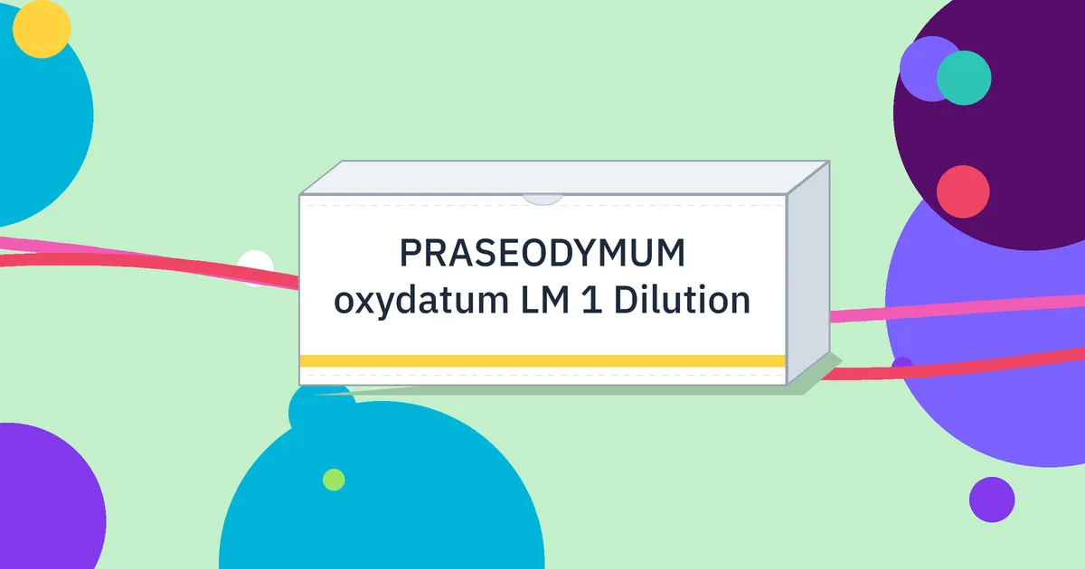 Symbolbild: Packung mit der Aufschrift PRASEODYMUM oxydatum LM 1 Dilution (PZN 13666433) – Verfügbarkeit und Bezug in Apotheken in Frankfurt am Main