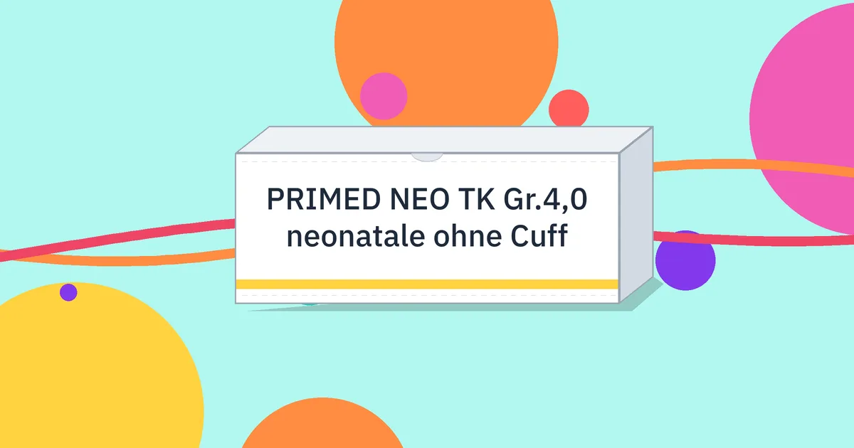 Symbolbild: Packung mit der Aufschrift PRIMED NEO TK Gr.4,0 neonatale ohne Cuff (PZN 11116361) – Verfügbarkeit und Bezug in Apotheken in Frankfurt am Main