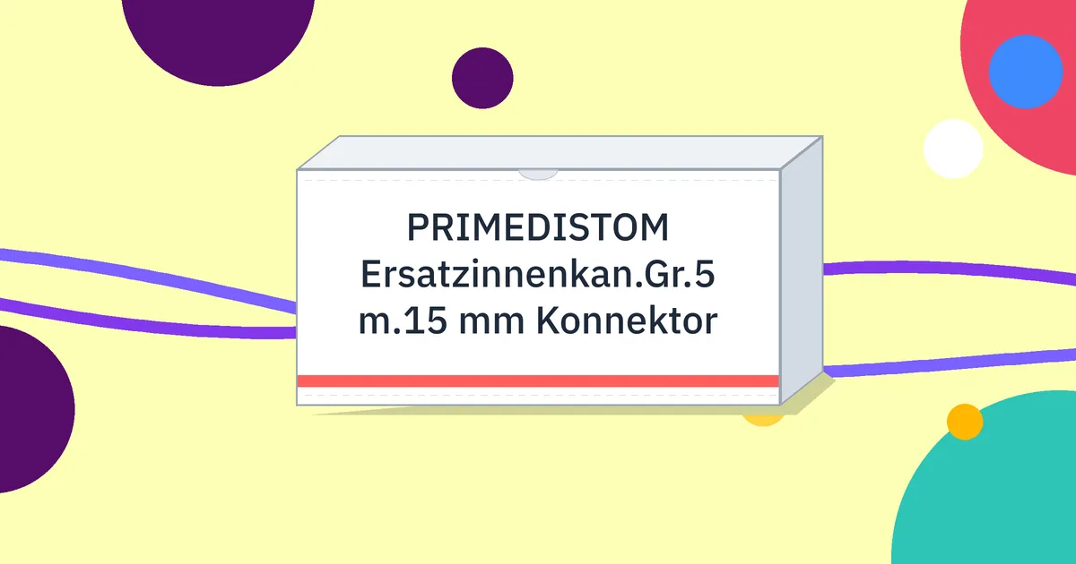 Symbolbild: Packung mit der Aufschrift PRIMEDISTOM Ersatzinnenkan.Gr.5 m.15 mm Konnektor (PZN 10257183) – Verfügbarkeit und Bezug in Apotheken in Frankfurt am Main